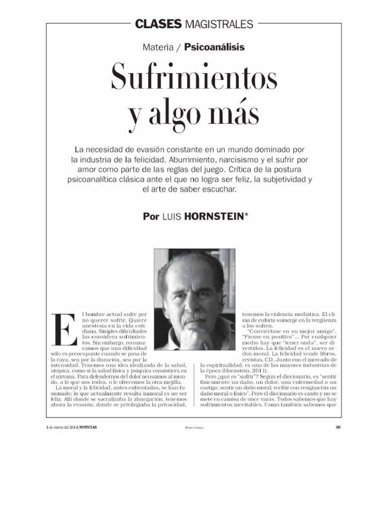 Sufrimientos Humanos y Neuroticos Hornstein | PDF