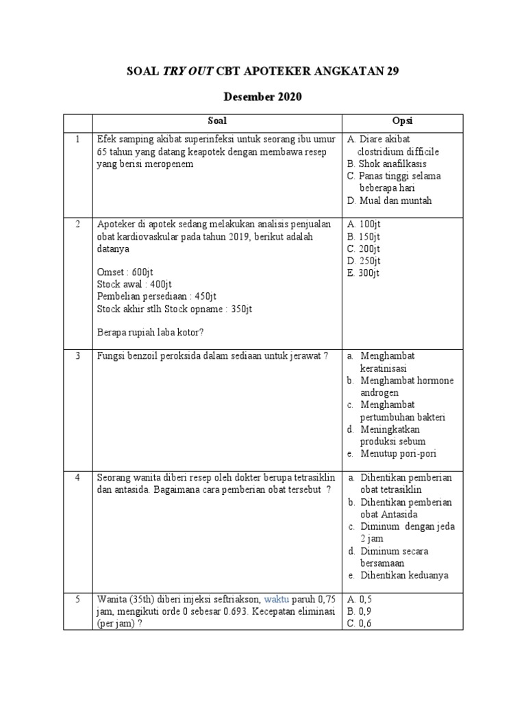 Soal Try Out Apt29 December 2020 | PDF