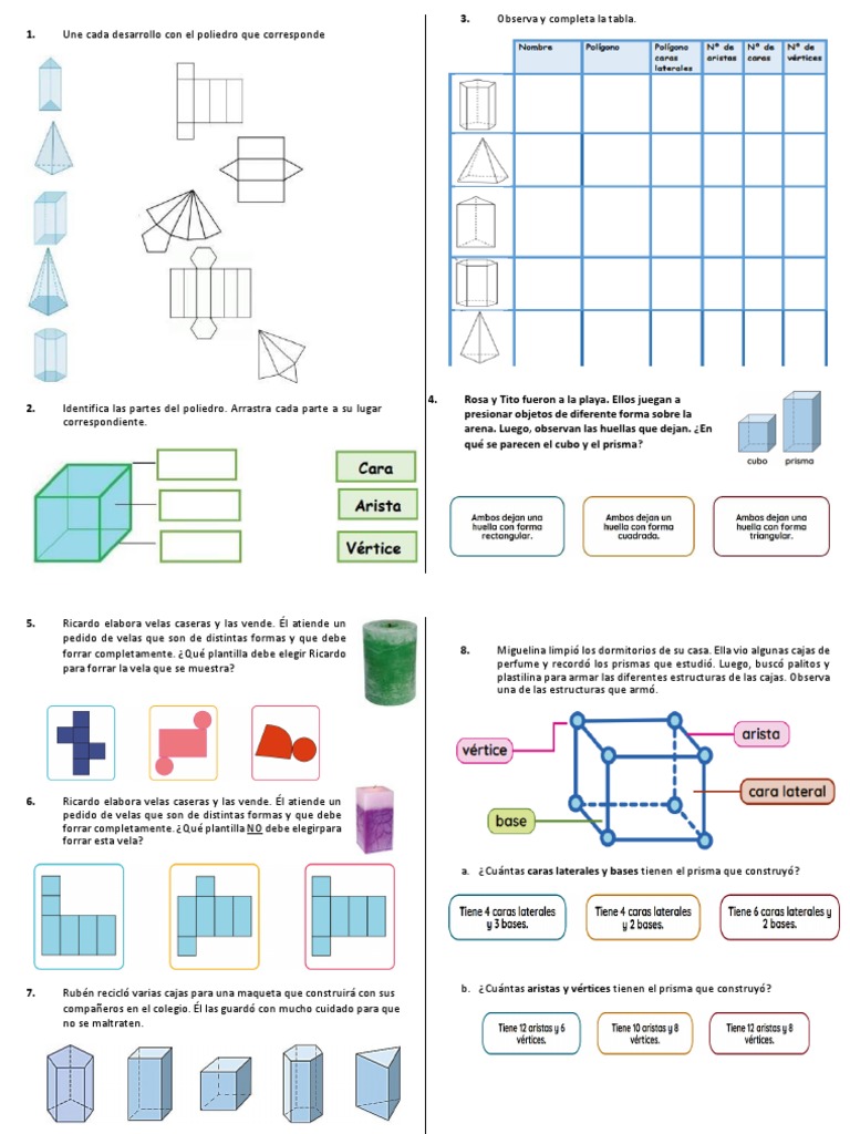 Fichas Matemática Prismas | PDF