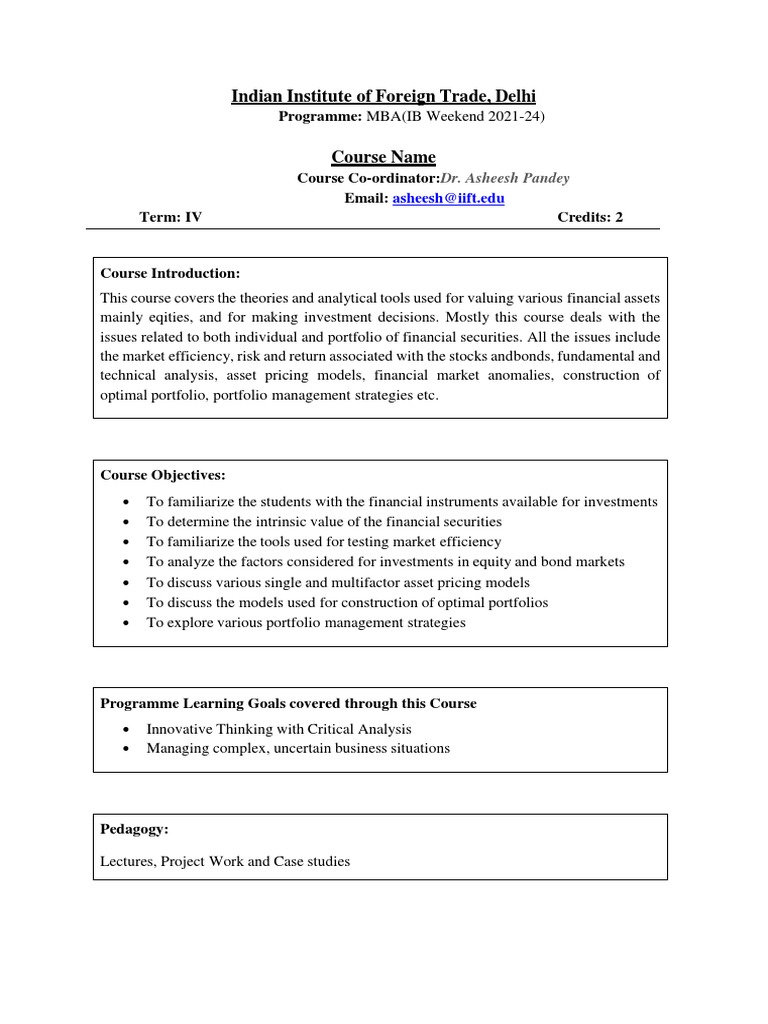 Course outline | PDF