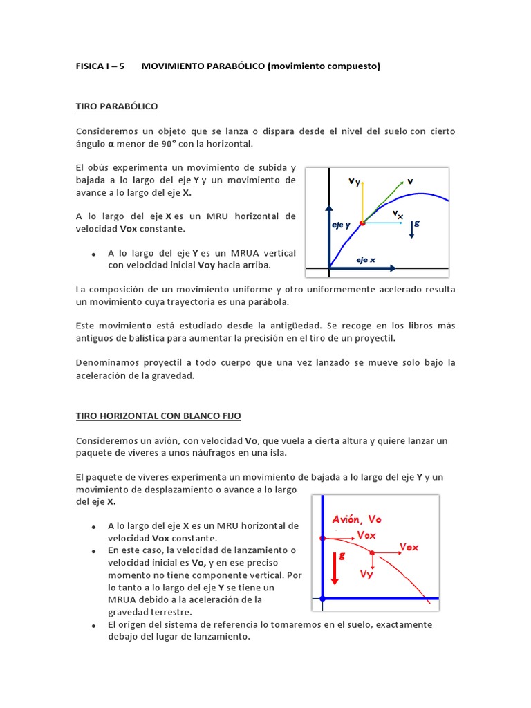 Ejercicios De Tiro Parabólico Resueltos Pdf Movimiento Física
