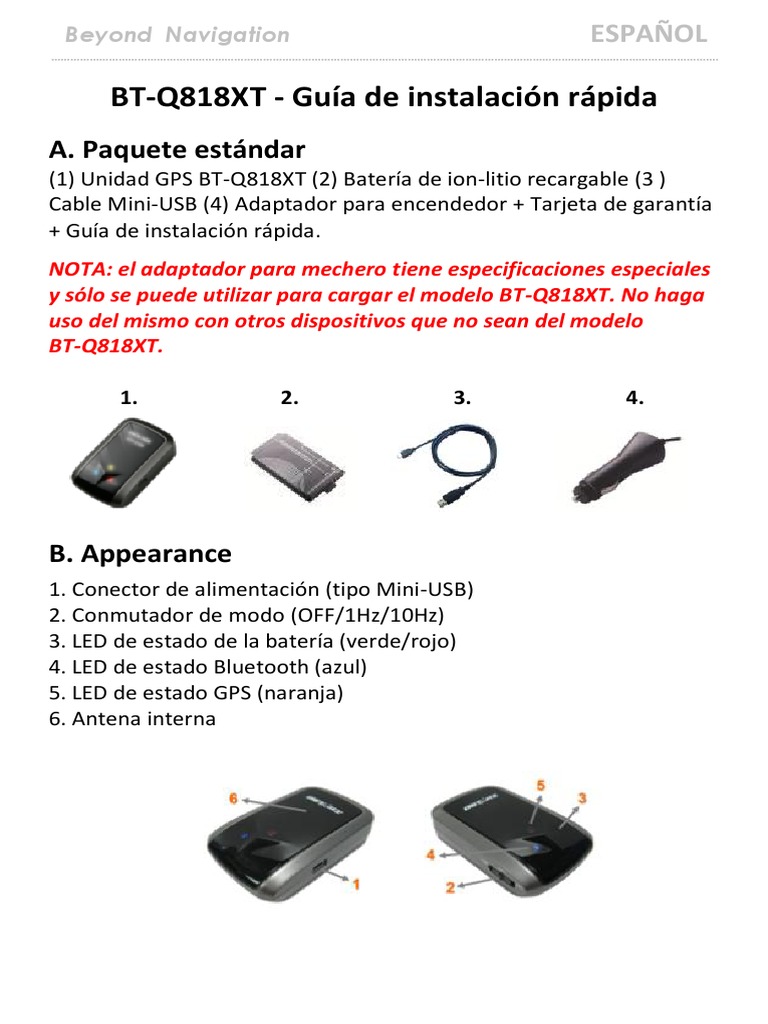 BT-Q818XT-User Guide-ES | PDF | Bluetooth | USB