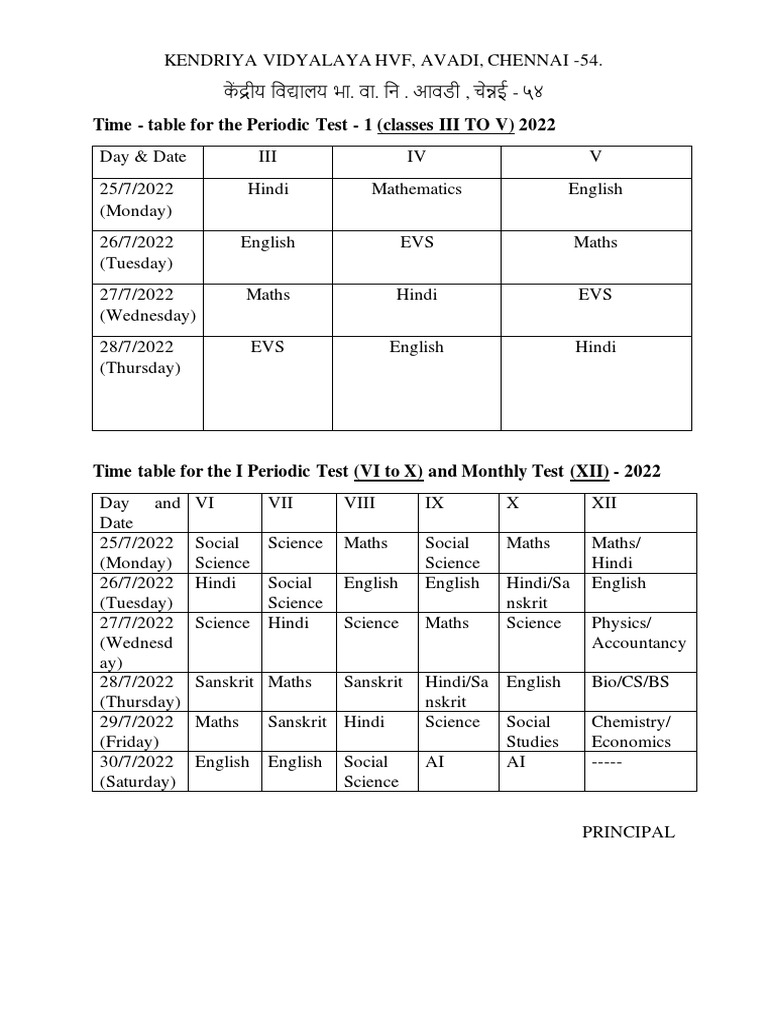 Time Table I Pti 2022 | PDF