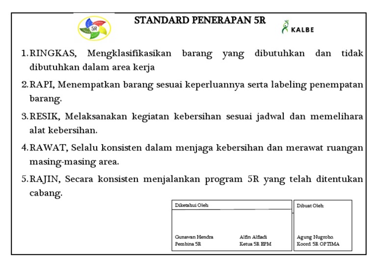 STANDARD PENERAPAN 5R | PDF
