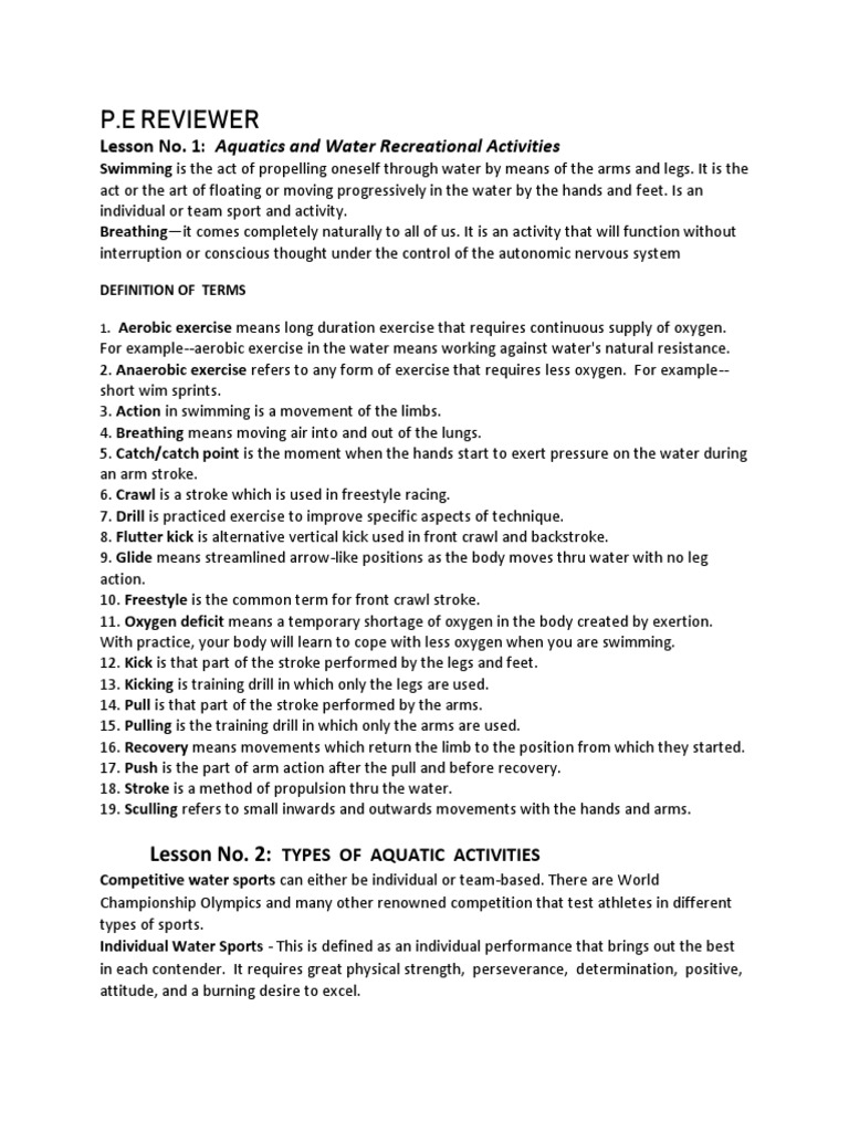 Grade 12 PE Aquatics Reviewer | PDF | Snorkeling | Scuba Diving