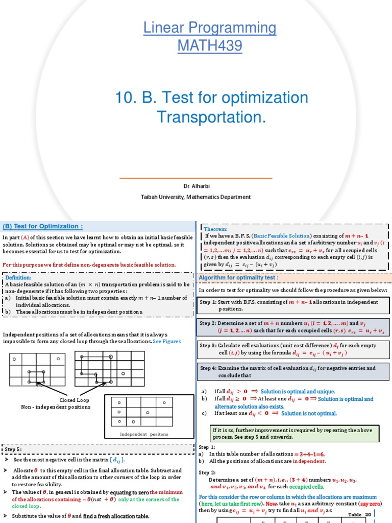 B - Test For Optimization - Transportation | PDF