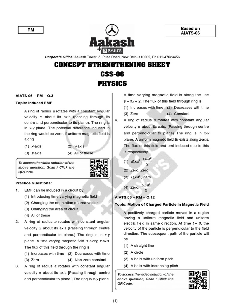 CSS 06 Phy | PDF | Magnetic Field | Magnetism