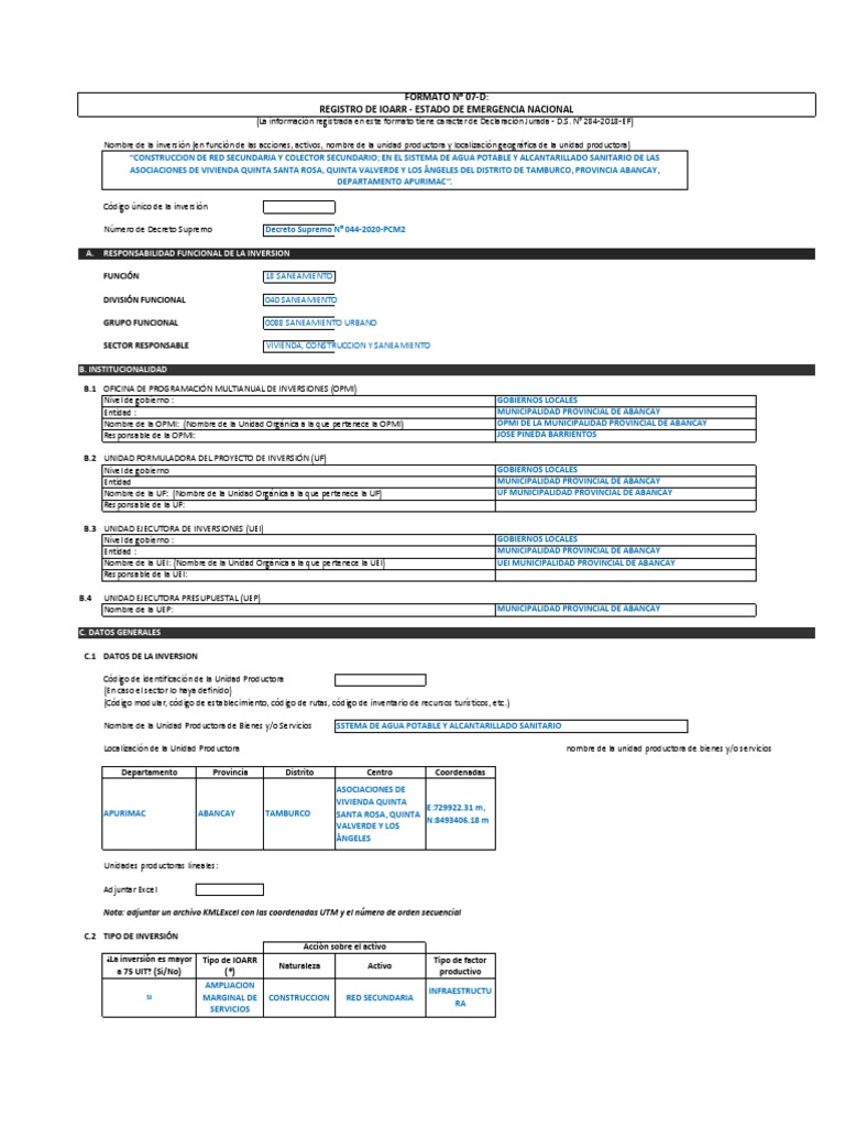 Formato 7d | Pdf | Alcantarillado | Agua