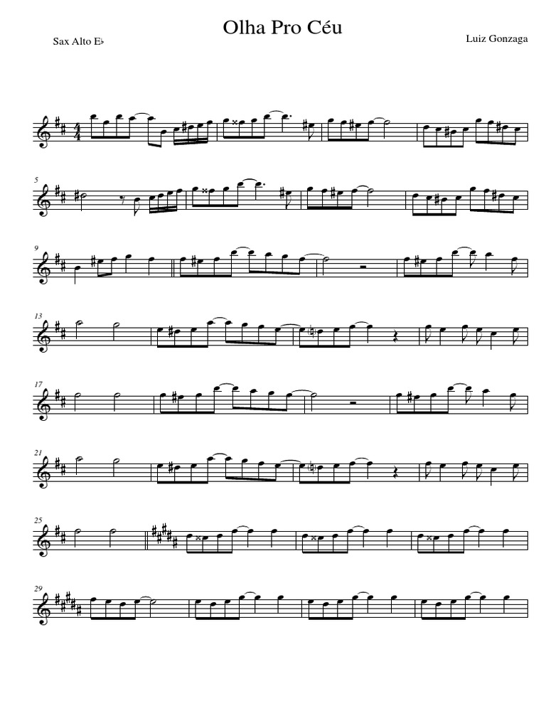 Olha Pro Ceu Meu Amor Sax Alto E Tenor Re Menor Pdf