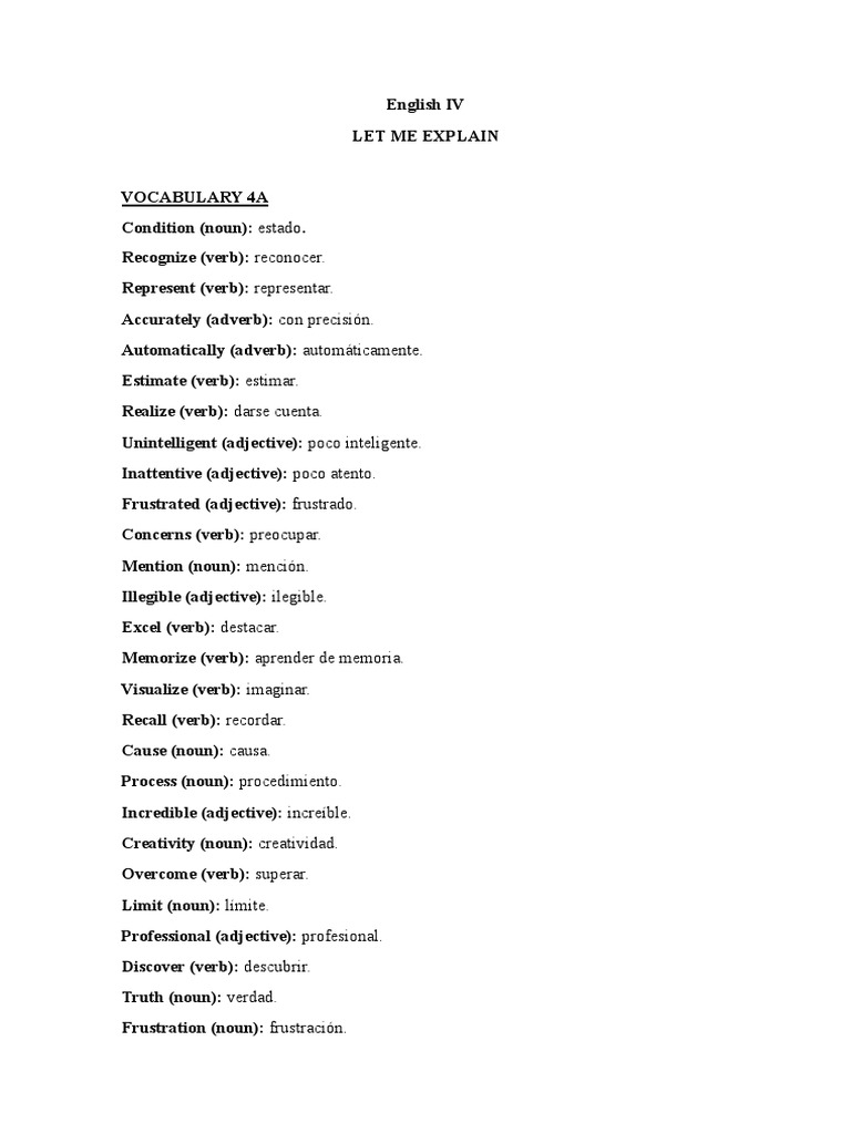 Vocabulary 4a 4b 4c | PDF | Adjective | Verb