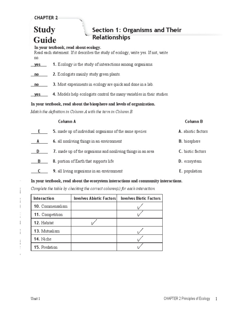 Environmental Science-Ch.2-Study Guide Review | PDF | Ecology | Food Web