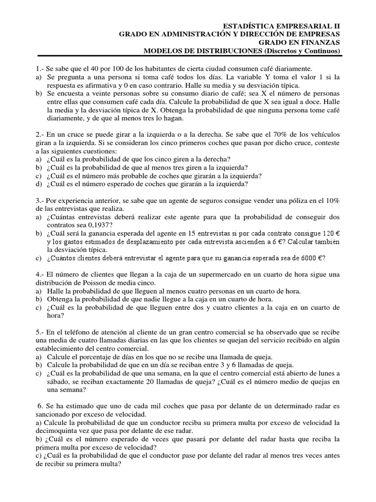 Relación 3 Enunciados y Soluciones | PDF | Desviación Estándar | Probabilidad