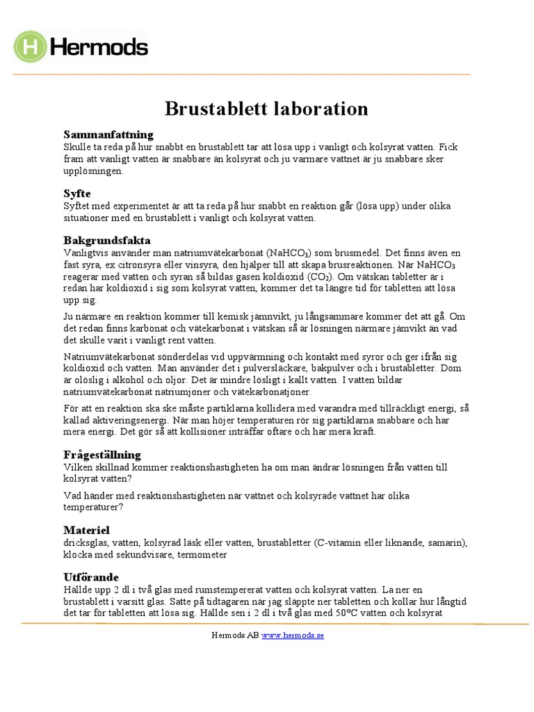 Kemi2 Lab1 Emily Hansson | PDF