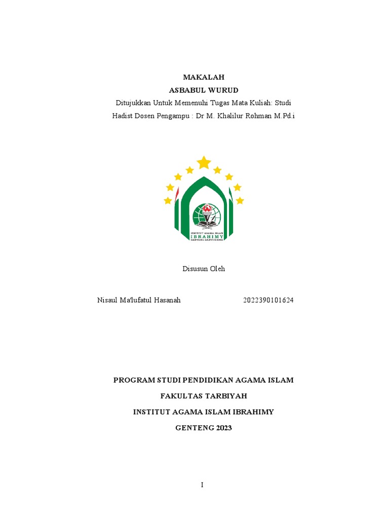 Makalah Nisaul Ma'lufatul Hasanah | PDF