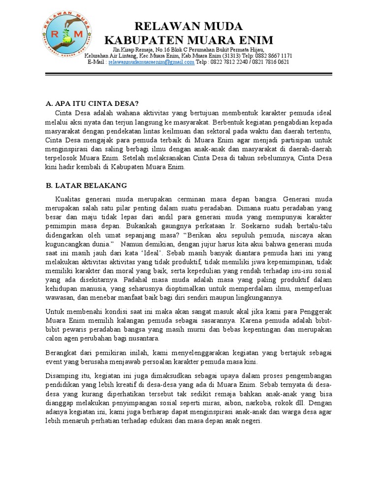 Proposal Kegiatan Cinta Desa 2023 | PDF