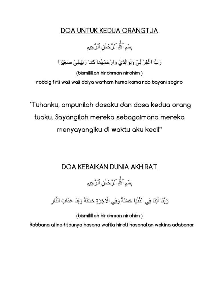 Doa Untuk Kedua Orangtua | PDF