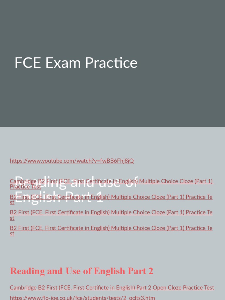 Fce Online Use of English Practice (Parts 1-4) | PDF