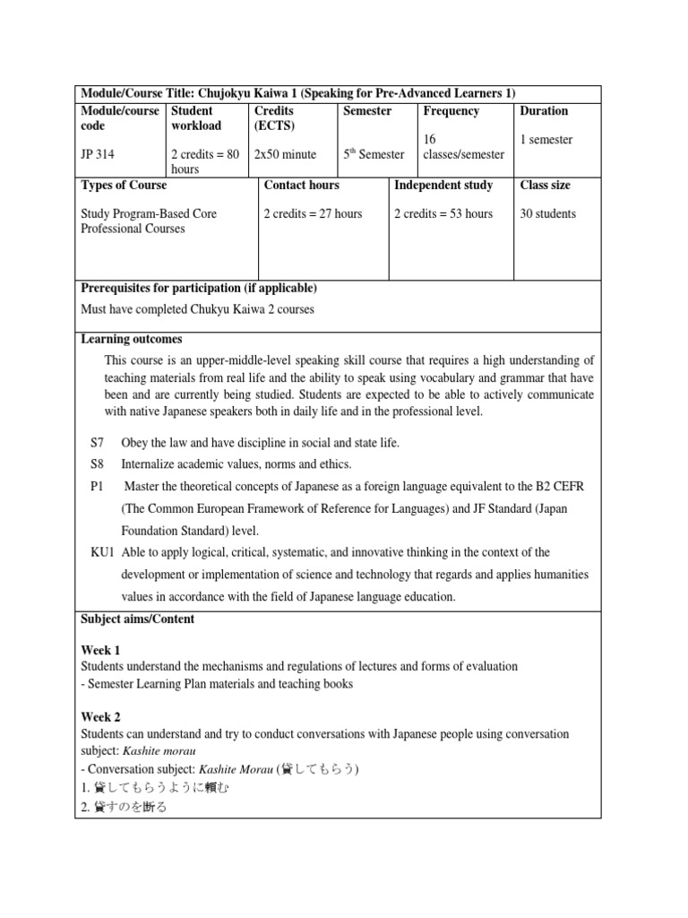 Module Chujokyu Kaiwa 1 | PDF | Cognition | Learning