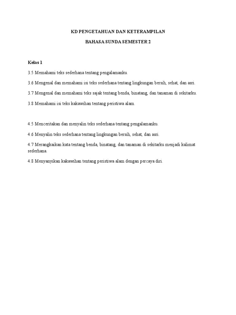 Kd Bahasa Sunda Semester 2 Pdf