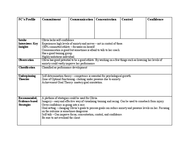 5Cs case formulation template | PDF