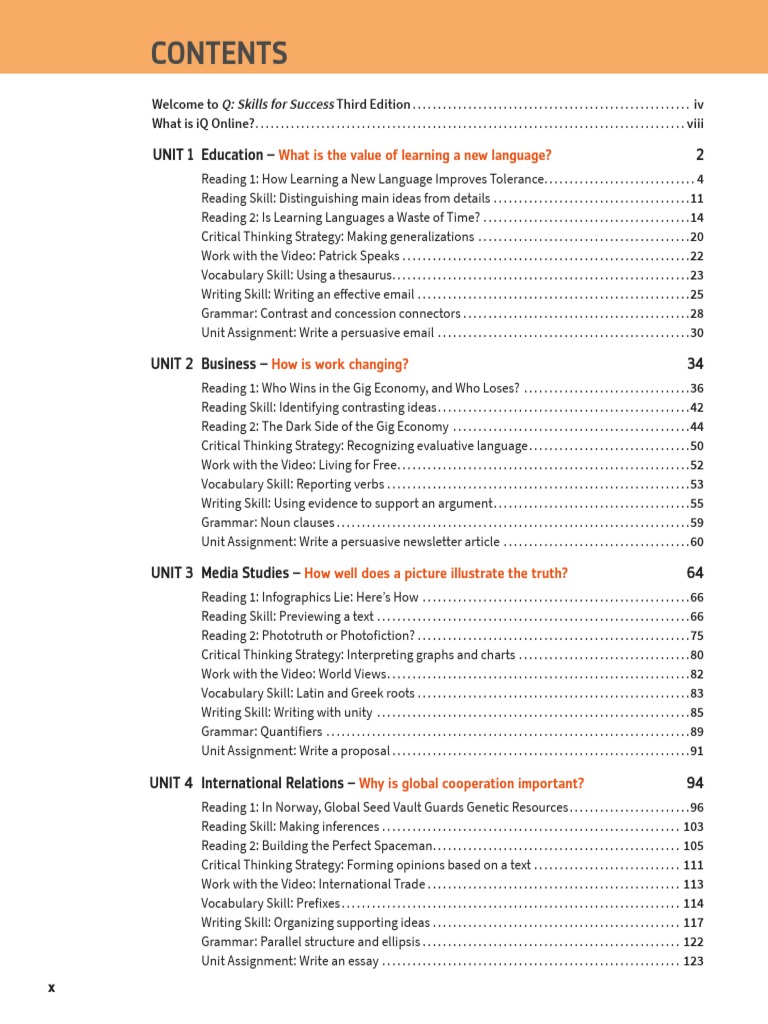 QSkills3e RW 5 Tabcont | PDF | Games & Activities | Art QSkills3e RW 5 Tabcont | PDF | Games & Activities | Art