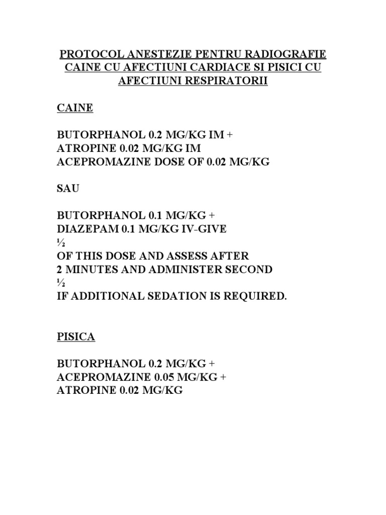 Protocol Anestezie Pentru Radiografie Caine Cu Afectiuni Cardiace Si ...