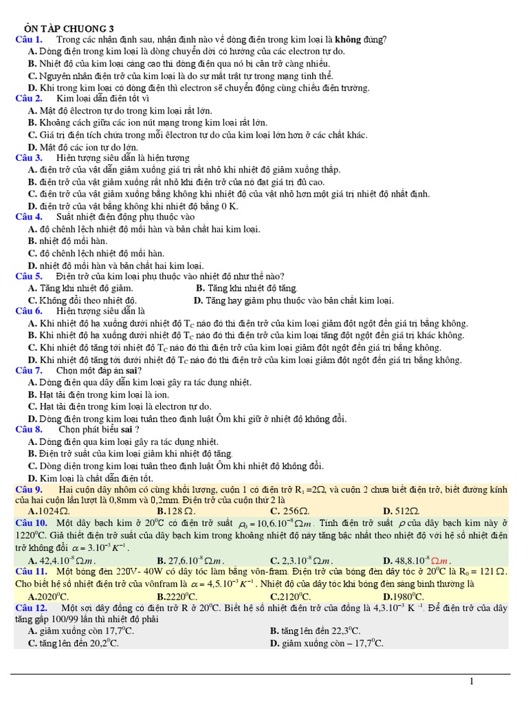 On Tap Chuong 3 | PDF