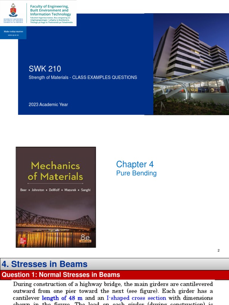 Pure Bending Stress Calculations | PDF