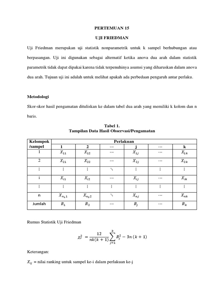 Pertemuan 15 Uji Friedman | PDF