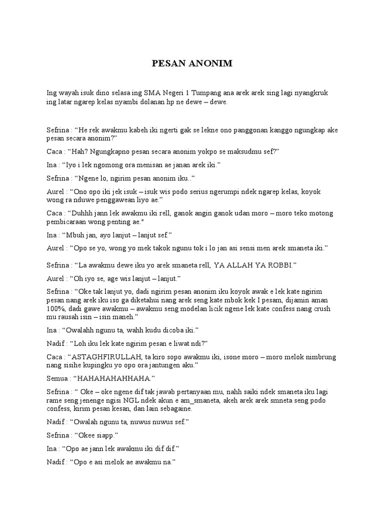 Drama Pesan Anonim | PDF