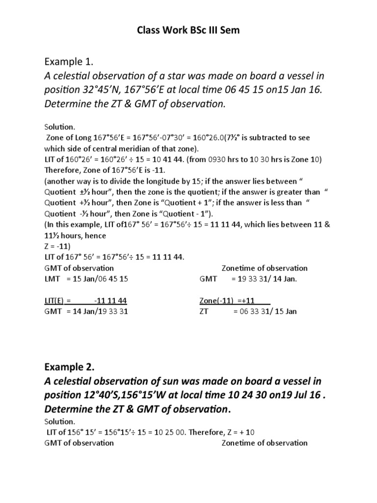 Time Class Work Pdf
