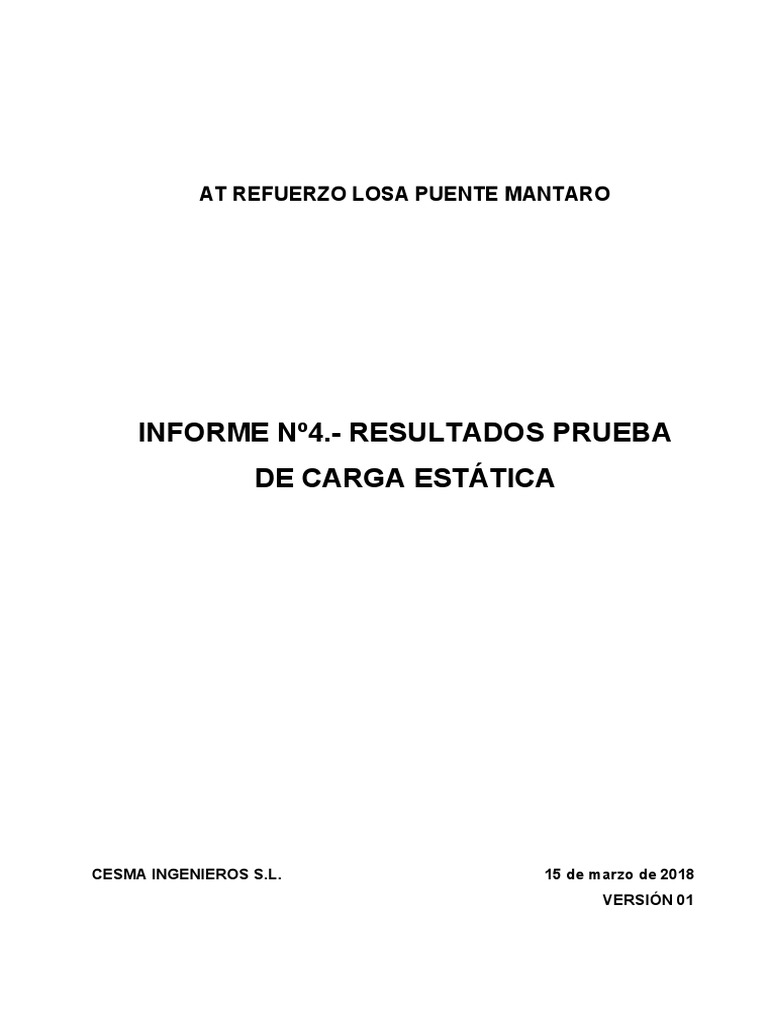 Resultados Prueba de Carga Puente Mantaro | PDF | Estadísticas | Ingeniero civil