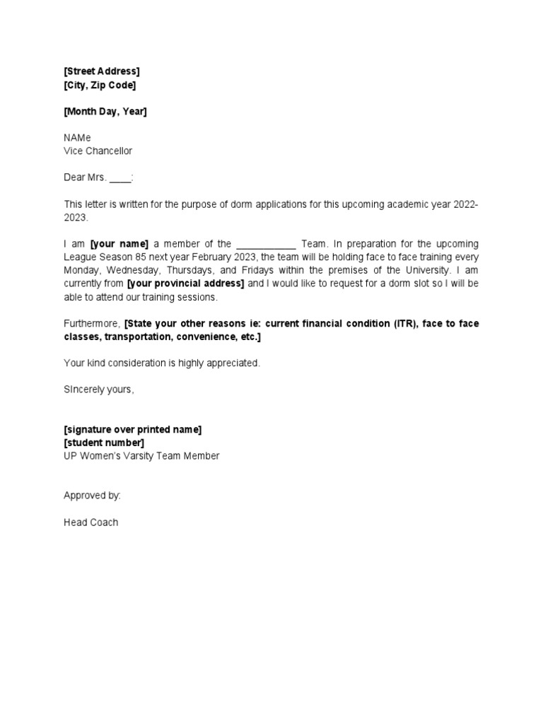 Dorm Letter Template FINAL | PDF