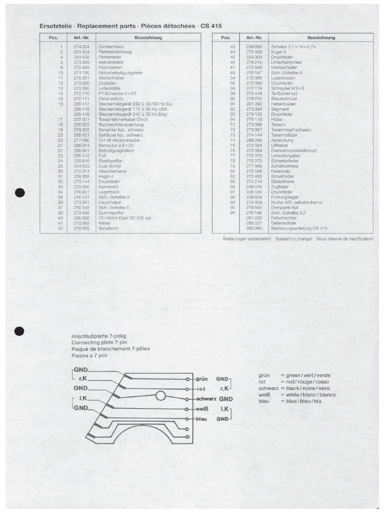 Dual - cs415 - Turntable Part List | PDF
