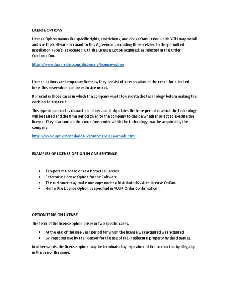 License Options | PDF