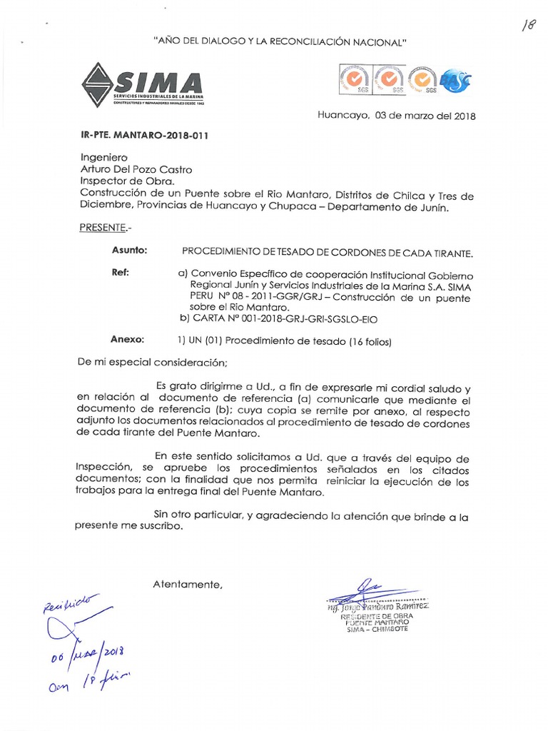 Procedimiento de Tesado de Cordones de Cada Tirante | PDF