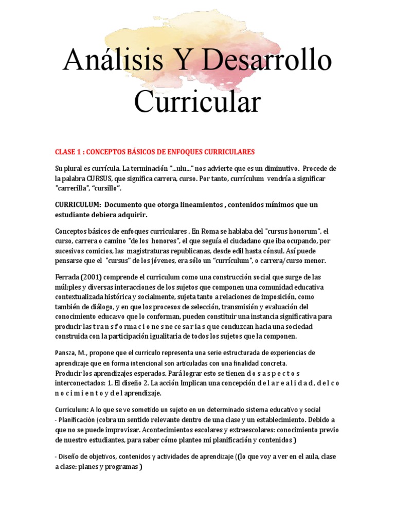 Análisis y Desarrollo Curricular | PDF | Plan de estudios | Enseñando