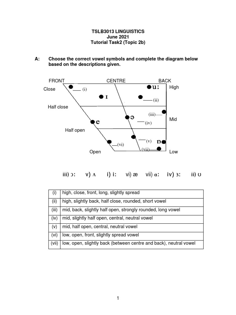 T2b - TUTORIAL 2 | Download Free PDF | Vowel | Phonetics
