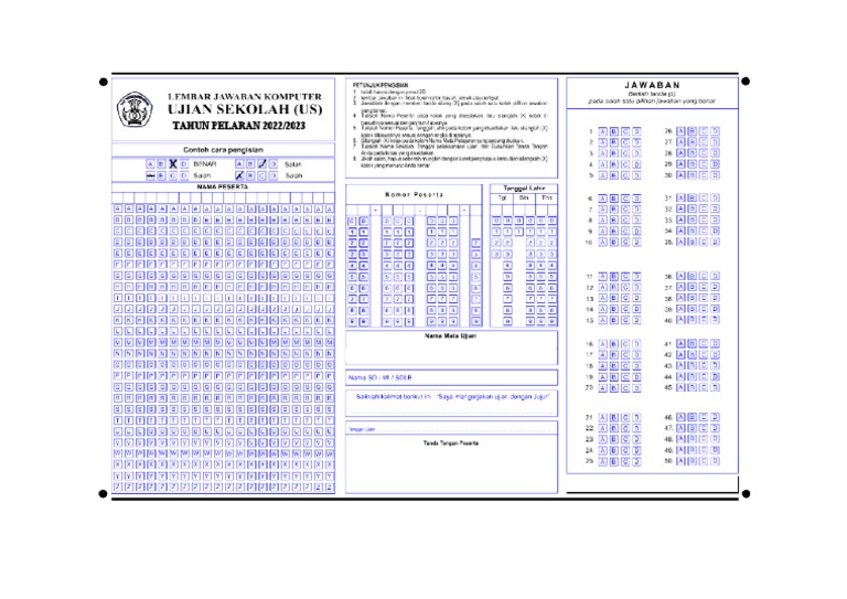 contoh-LJK-US-2015 | PDF