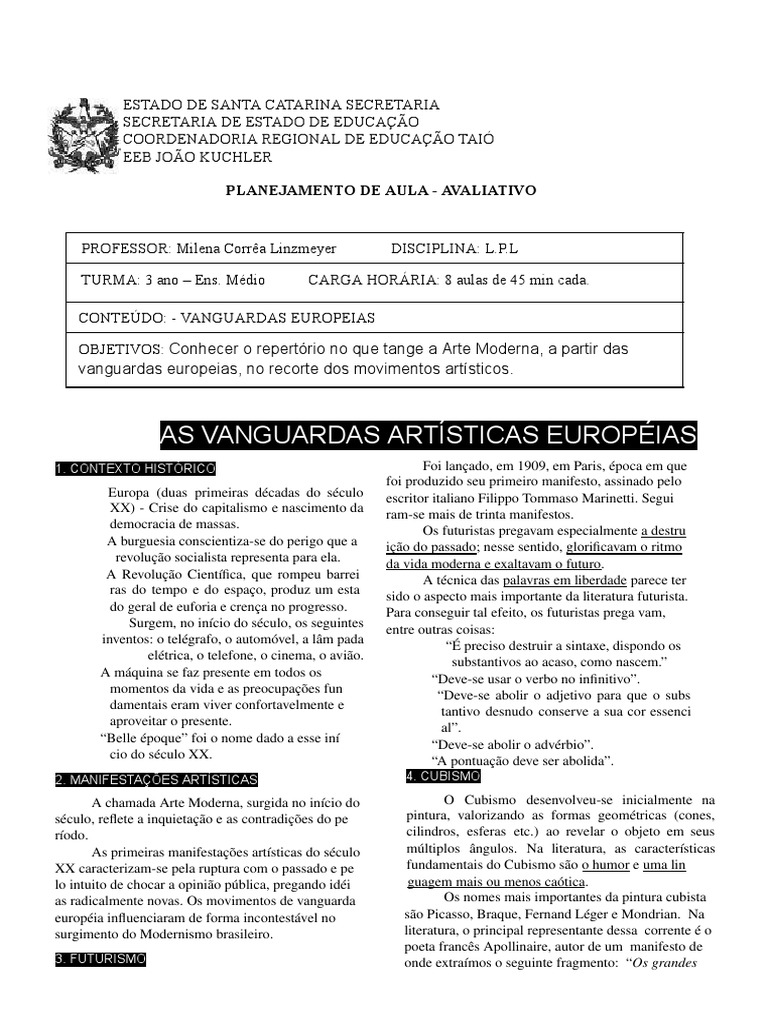 Vanguarda Europeia na Arte Moderna | PDF | Arte | História
