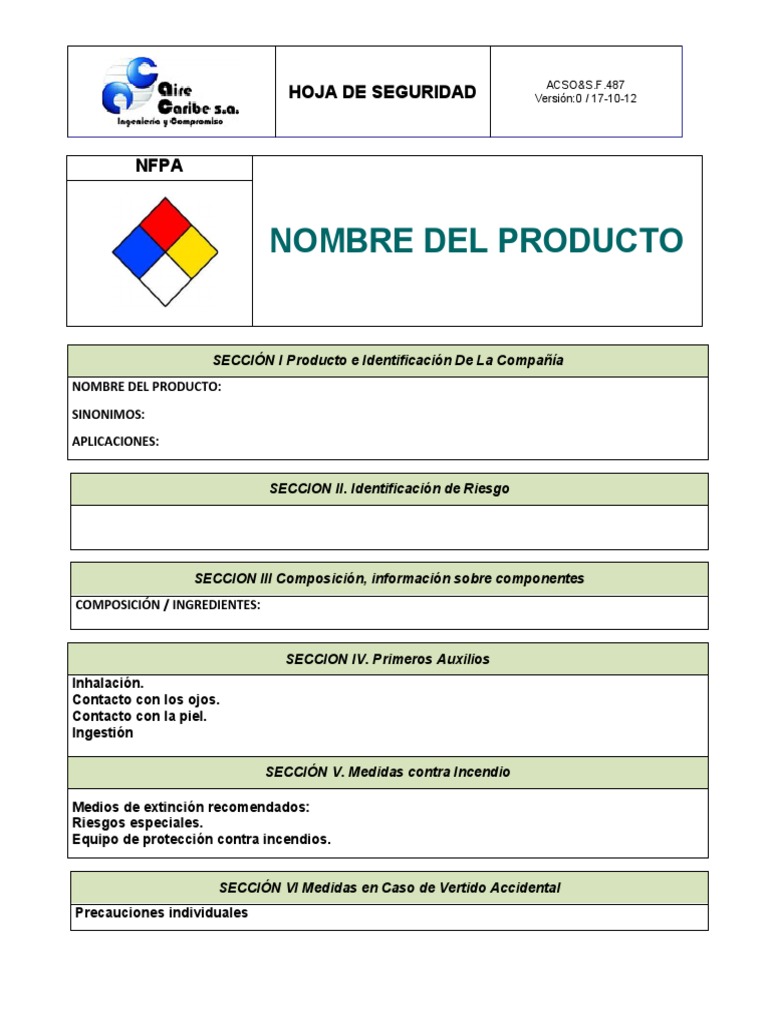 ACSO - S.F.487 - 0 Plantilla Hoja de Seguridad | PDF | Derecho