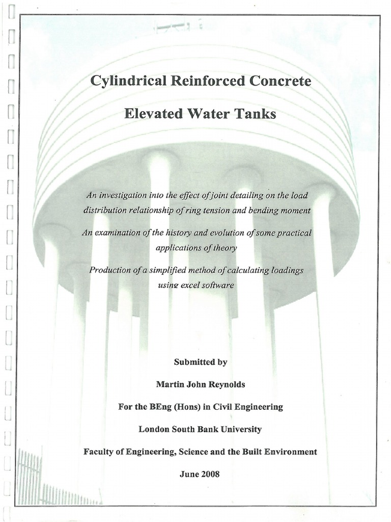 Cylindrical Reinforced Concrete Water Tanks | PDF