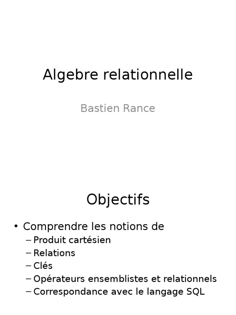 Algèbre Relationnelle | PDF