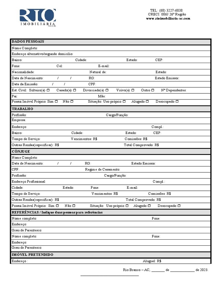 Ficha Dados Pessoais Nova 1682437149089198 | PDF | Aluguel | Direito Privado