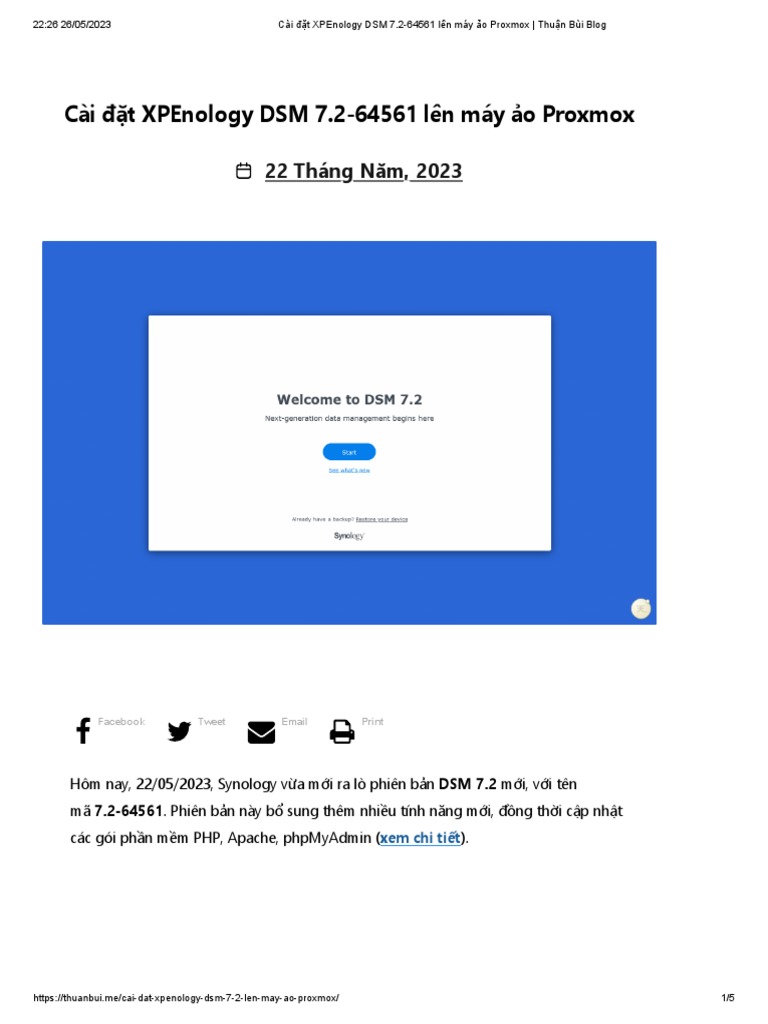 Cài đặt XPEnology DSM 7.2-64561 lên máy ảo Proxmox - Thuận Bùi Blog | PDF