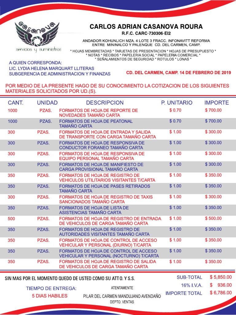 Cotizacion Api | PDF | Cocina, comidas y vino