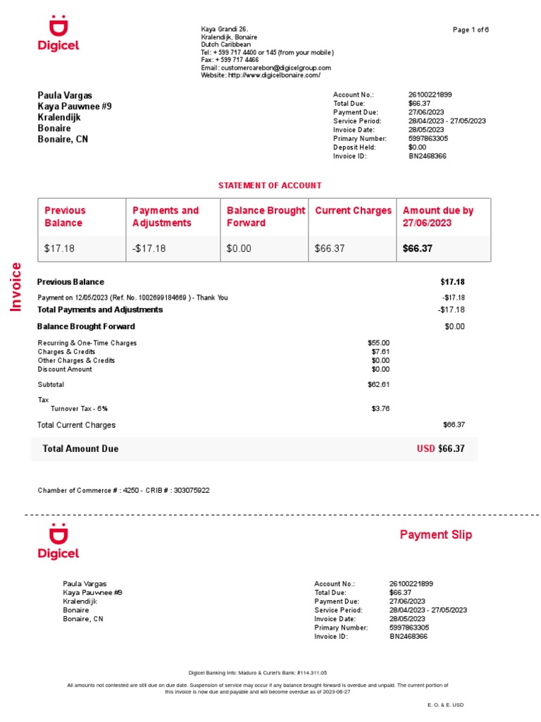 Invoice 26100221899 20230528 | PDF | Roaming | Spotify