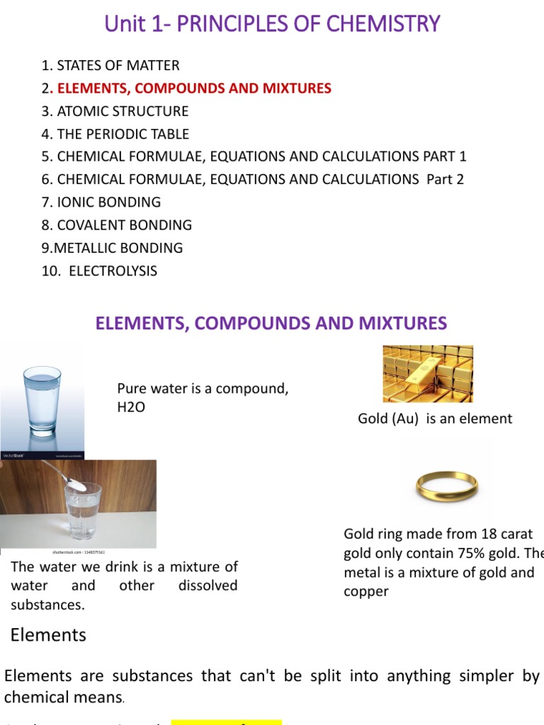 Unit 1 Part 2 Element, Compound and Mixture | PDF | Chemical Compounds ...