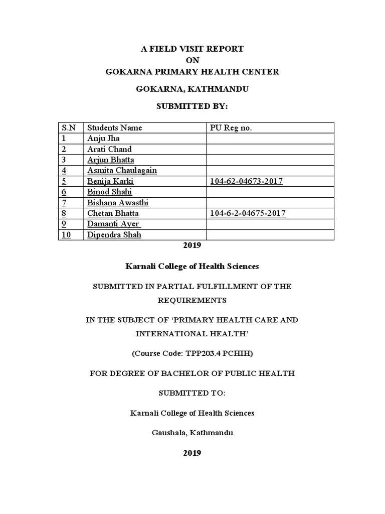 Field Report of PHC | PDF