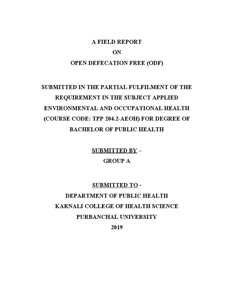 Open Defecation Free: A Field Report | PDF | Wellness